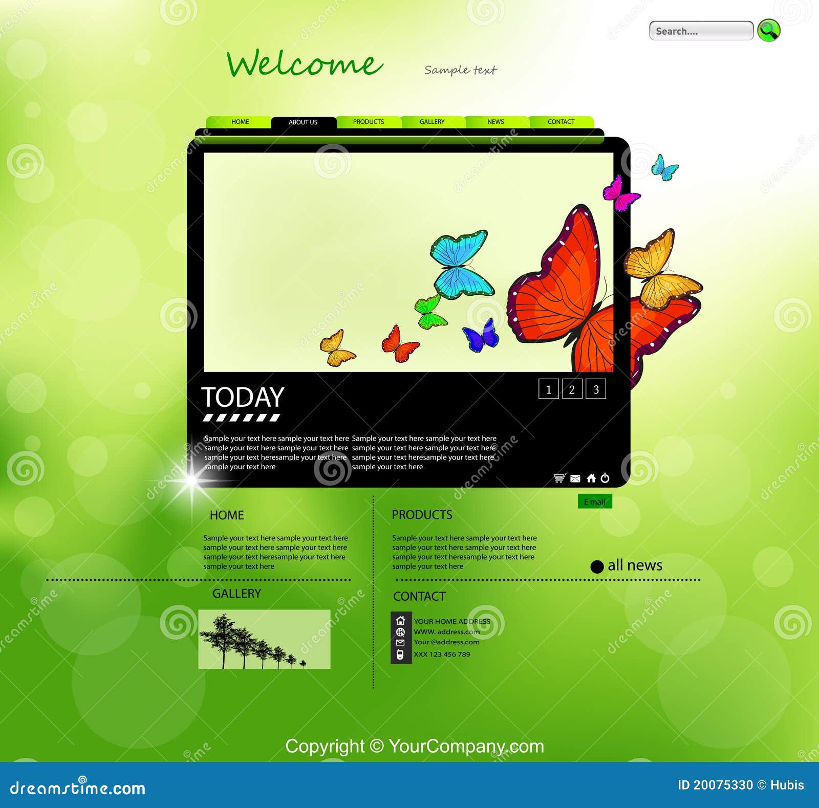 Website Nature Design Template Stock Vector - Illustration of banner ...