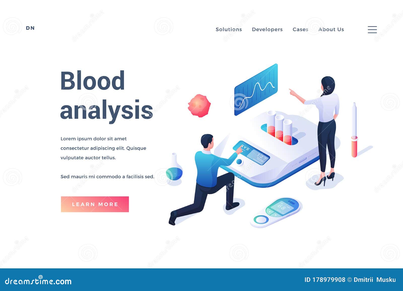 Website with Online Service To Make Blood Analysis Stock Vector ...
