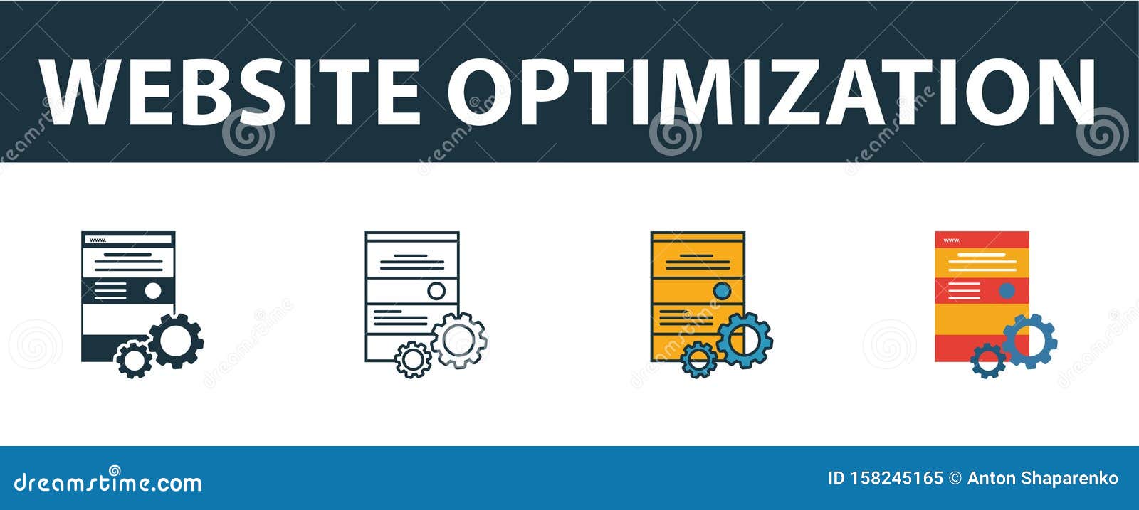 Website Optimization Icon Set. Four Elements in Diferent Styles from ...