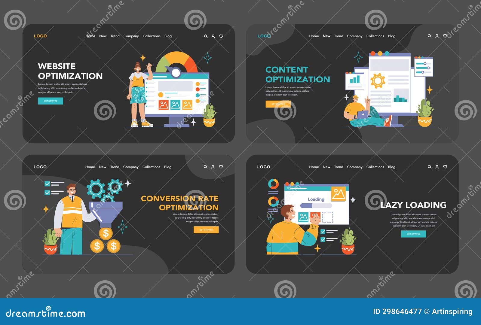 Website Optimization Set. Flat Vector Illustration. Stock Vector ...