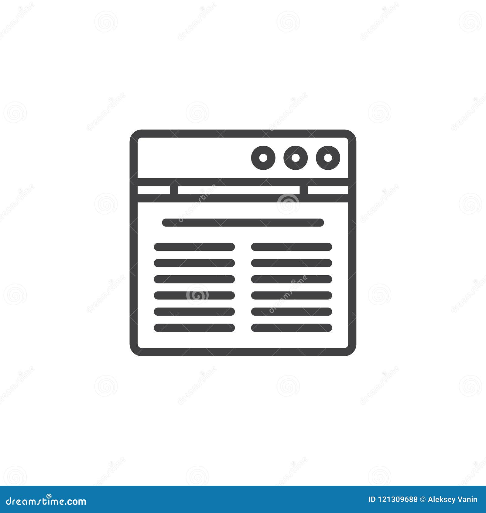 Website outline icon stock vector. Illustration of panel - 121309688