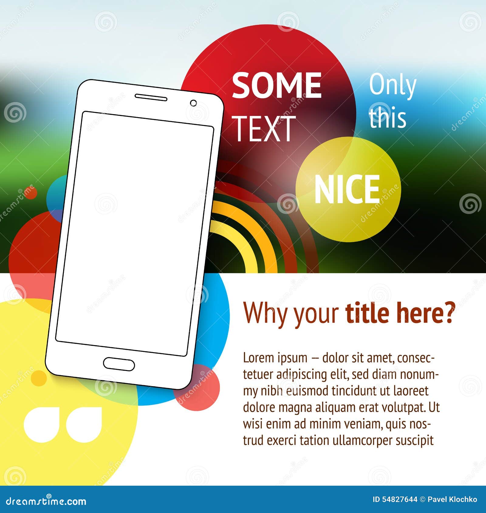 Website or Page Design with Mobile Phone. Stock Vector - Illustration ...