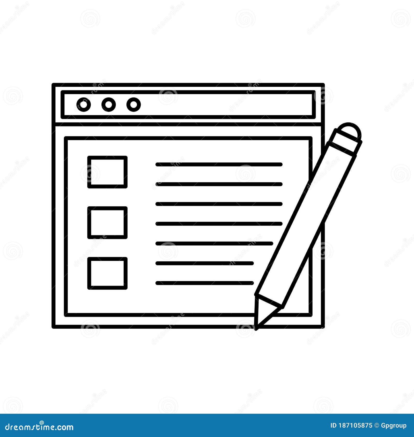 Website Page with Pencil Silhouette Style Icon Vector Design Stock ...