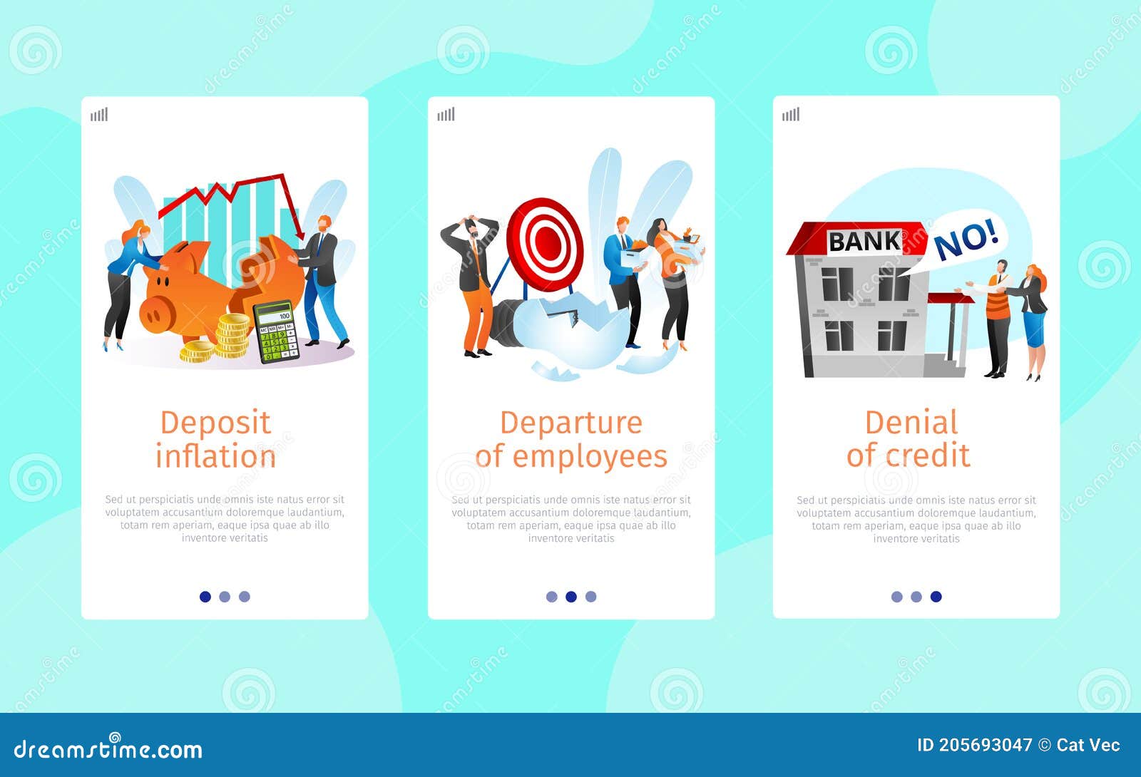 Website Page Set about Business Problem, Flat Template Page Design ...