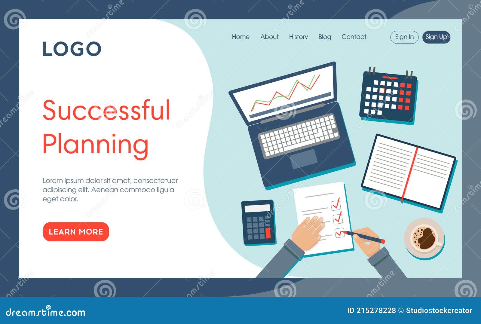 Website Page Template Layout Vector Illustration. Cartoon Flat Style ...