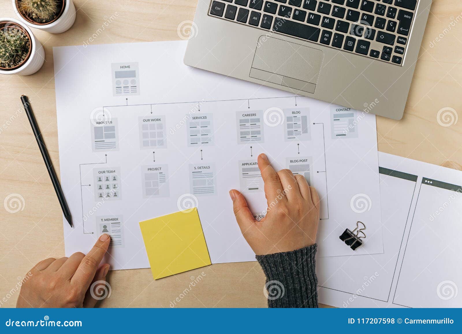 Web Designer Working on Website Sitemap Stock Photo - Image of desk ...