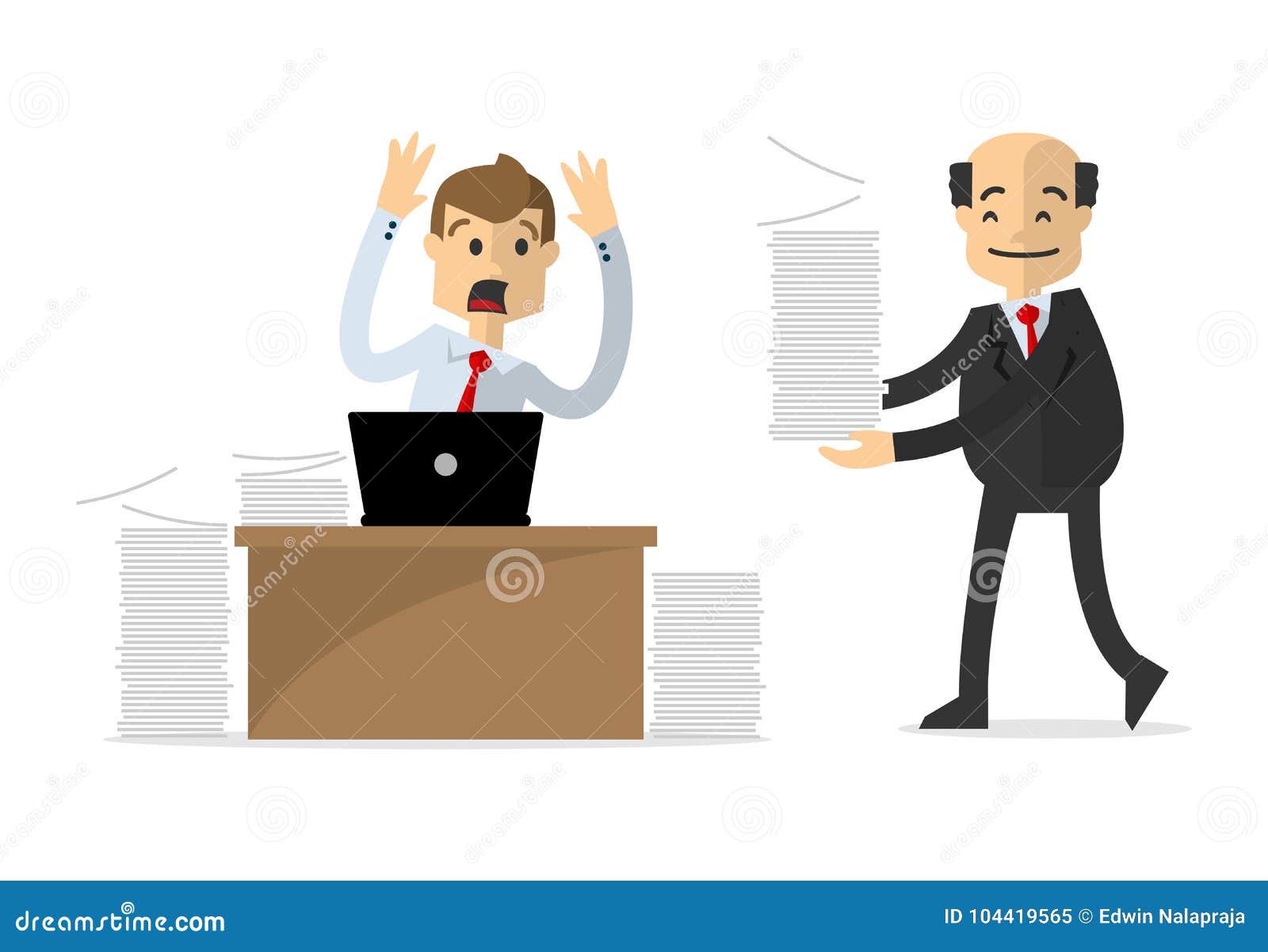 Vector of a Businessman or Employee Get Extra Work Stock Vector ...