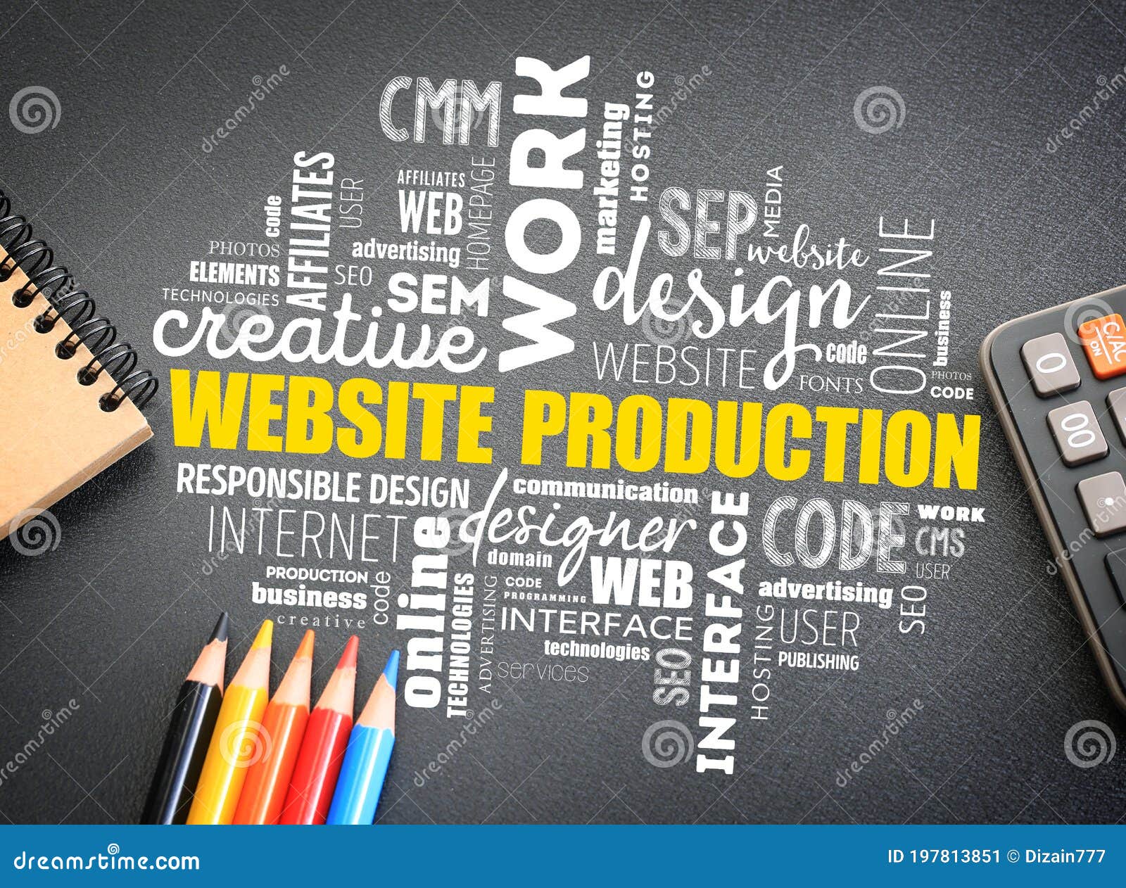 Website Production Process Word Cloud Stock Image - Image of blackboard ...