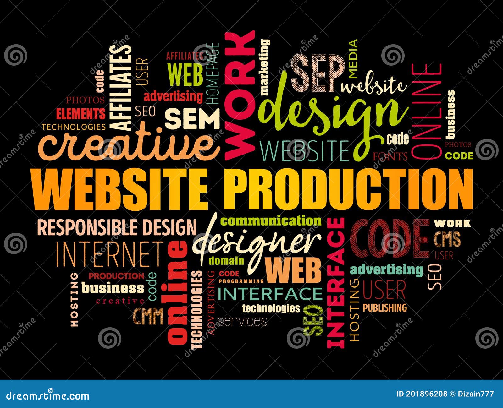 Website Production Process Word Cloud Stock Illustration - Illustration ...