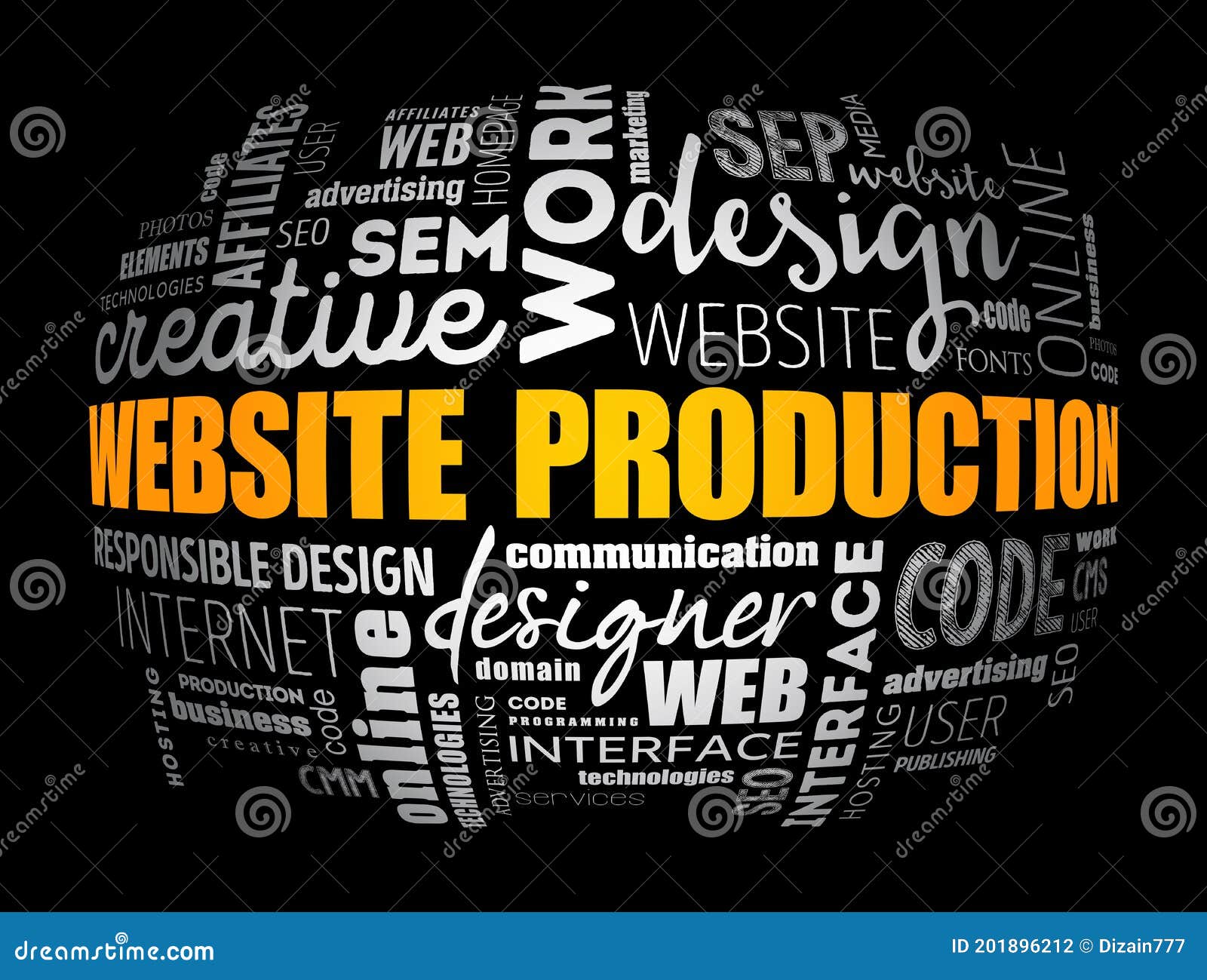 Website Production Process Word Cloud Stock Illustration - Illustration ...