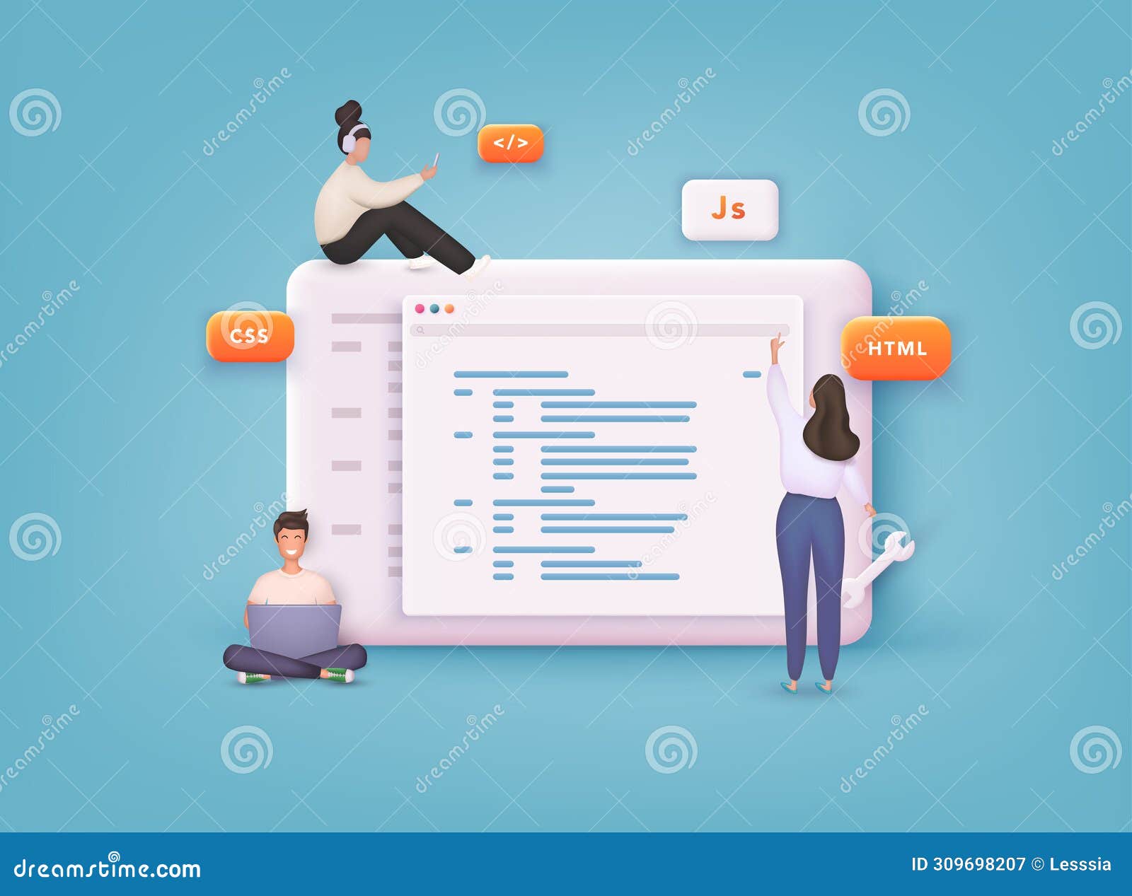 Website Programming And Coding Web Development And Coding Stock Vector Illustration Of