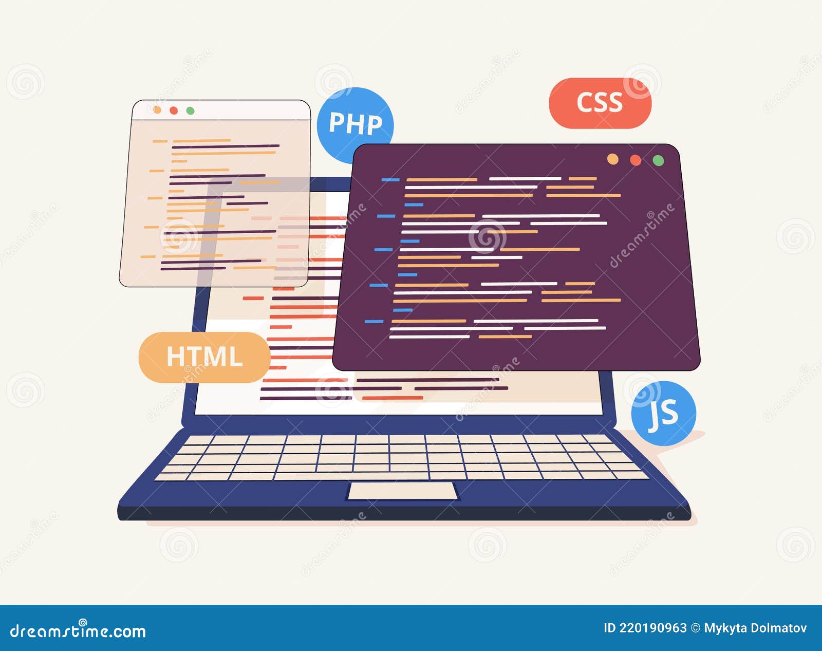 Website Programming and Coding. Web Development and Coding. 3D Vector Illustrations Stock Vector ...