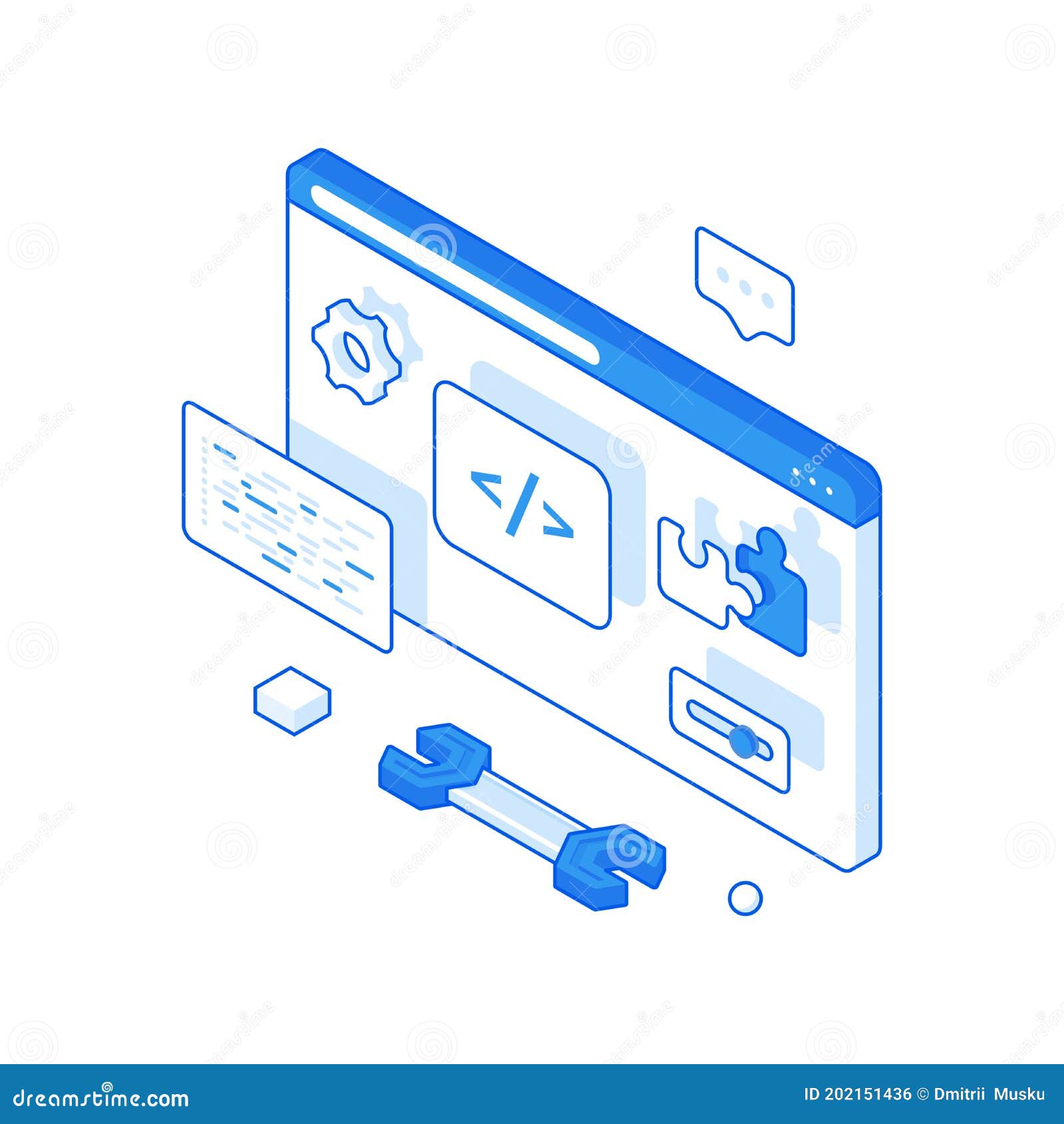 Website Programming and Debugging Isometric Illustration. Writing Coded ...