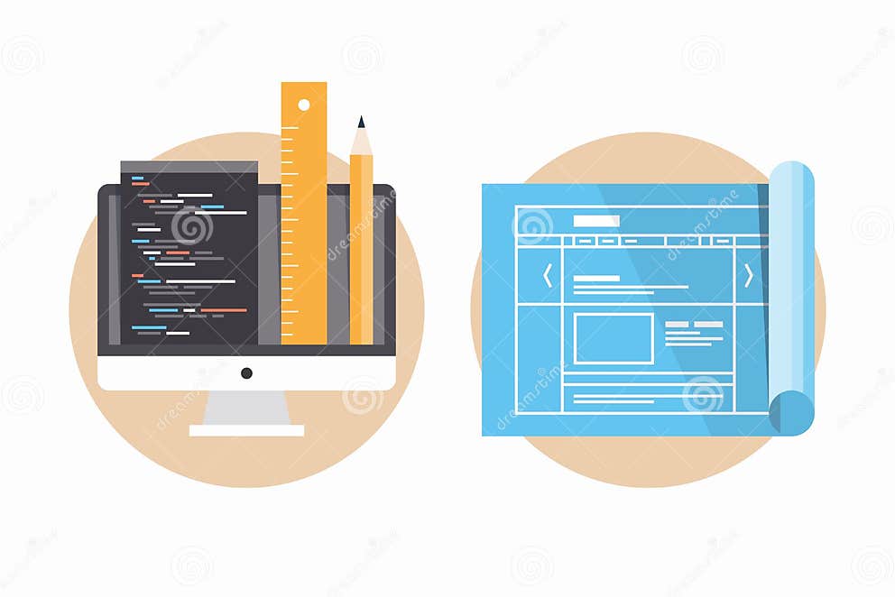 Website Programming and Development Icons Stock Illustration ...