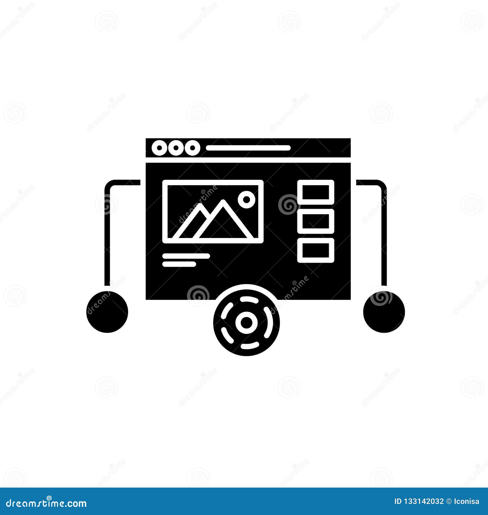 Website Prototyping Black Icon, Vector Sign on Isolated Background ...