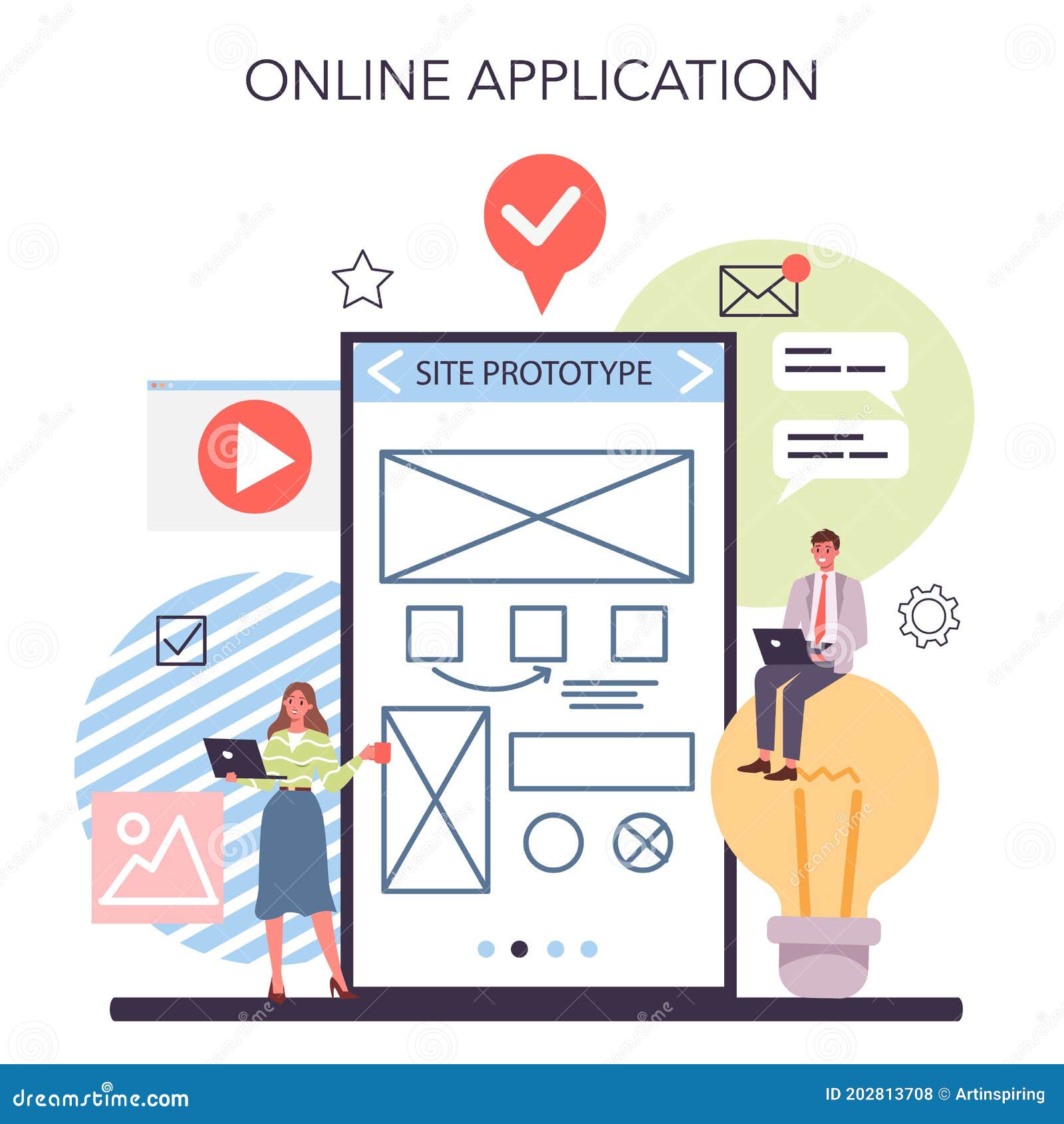 Website Prototyping Online Service or Platform. Web Page Modeling Stock ...
