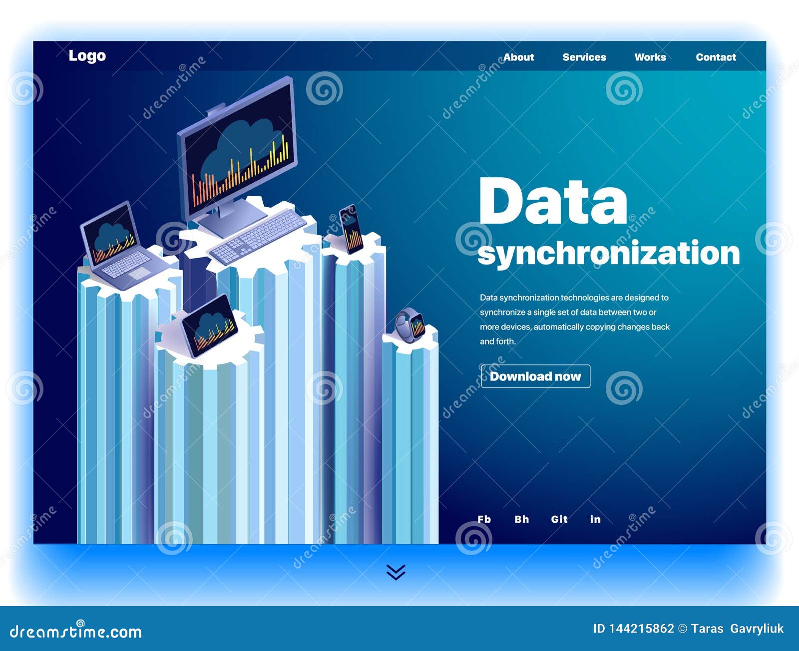 Website Providing The Service Of Data Synchronization Stock Vector