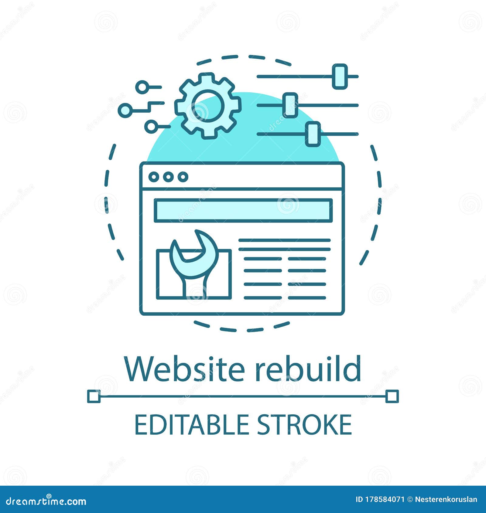 Website Rebuild Concept Icon Stock Vector - Illustration of outline ...