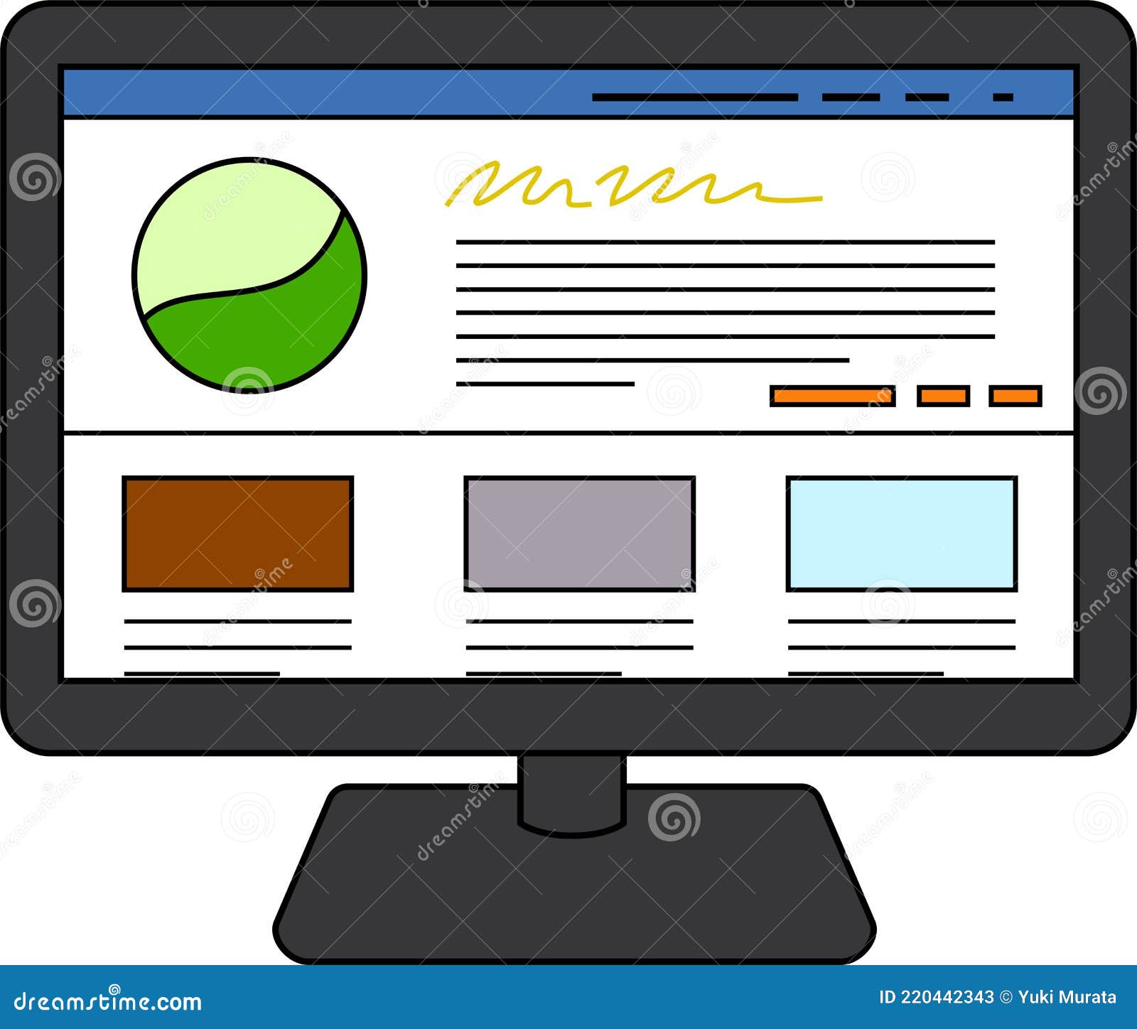Website Screen View with PC Stock Vector - Illustration of desktop ...