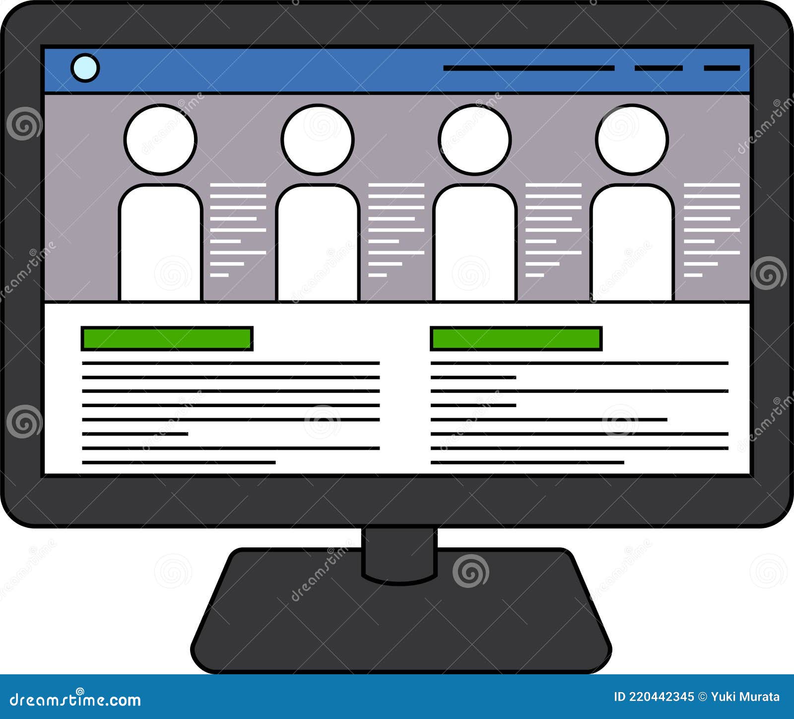 Website Screen View with PC Stock Vector - Illustration of designers ...