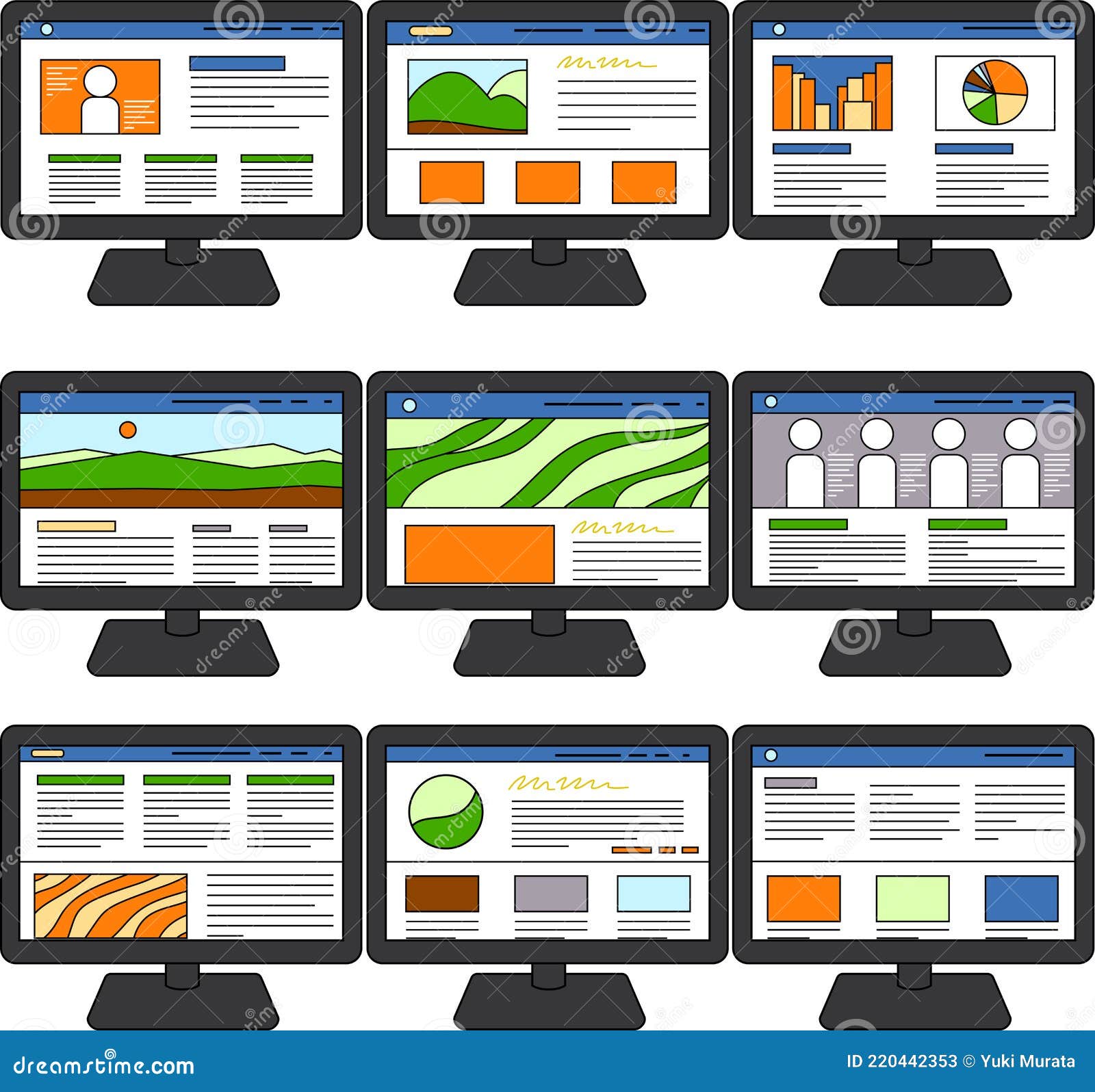 Website Screen View with PC Set Stock Vector - Illustration of ...