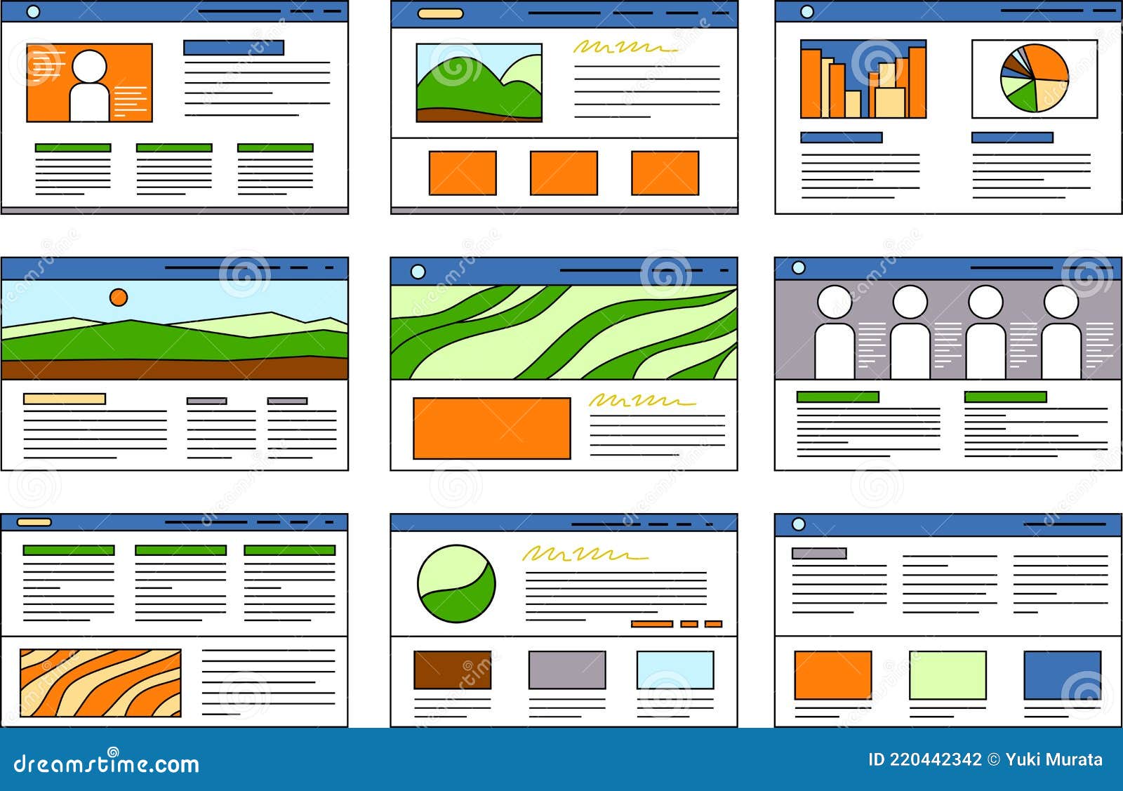 Website screen view set stock vector. Illustration of designer - 220442342