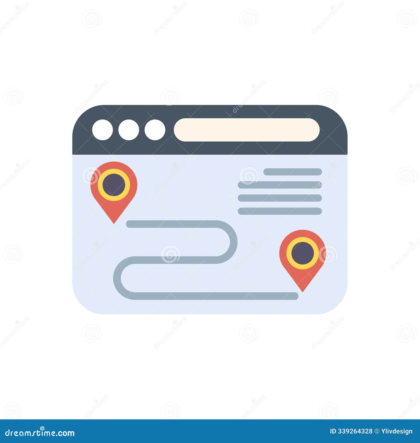 Website Showing a Route between Two Points on a Map Stock Vector ...