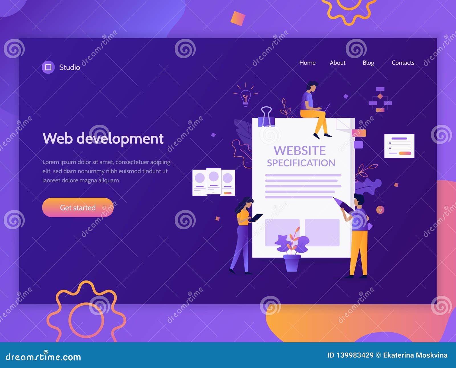 Website Specification Web Banner Stock Vector - Illustration of people ...