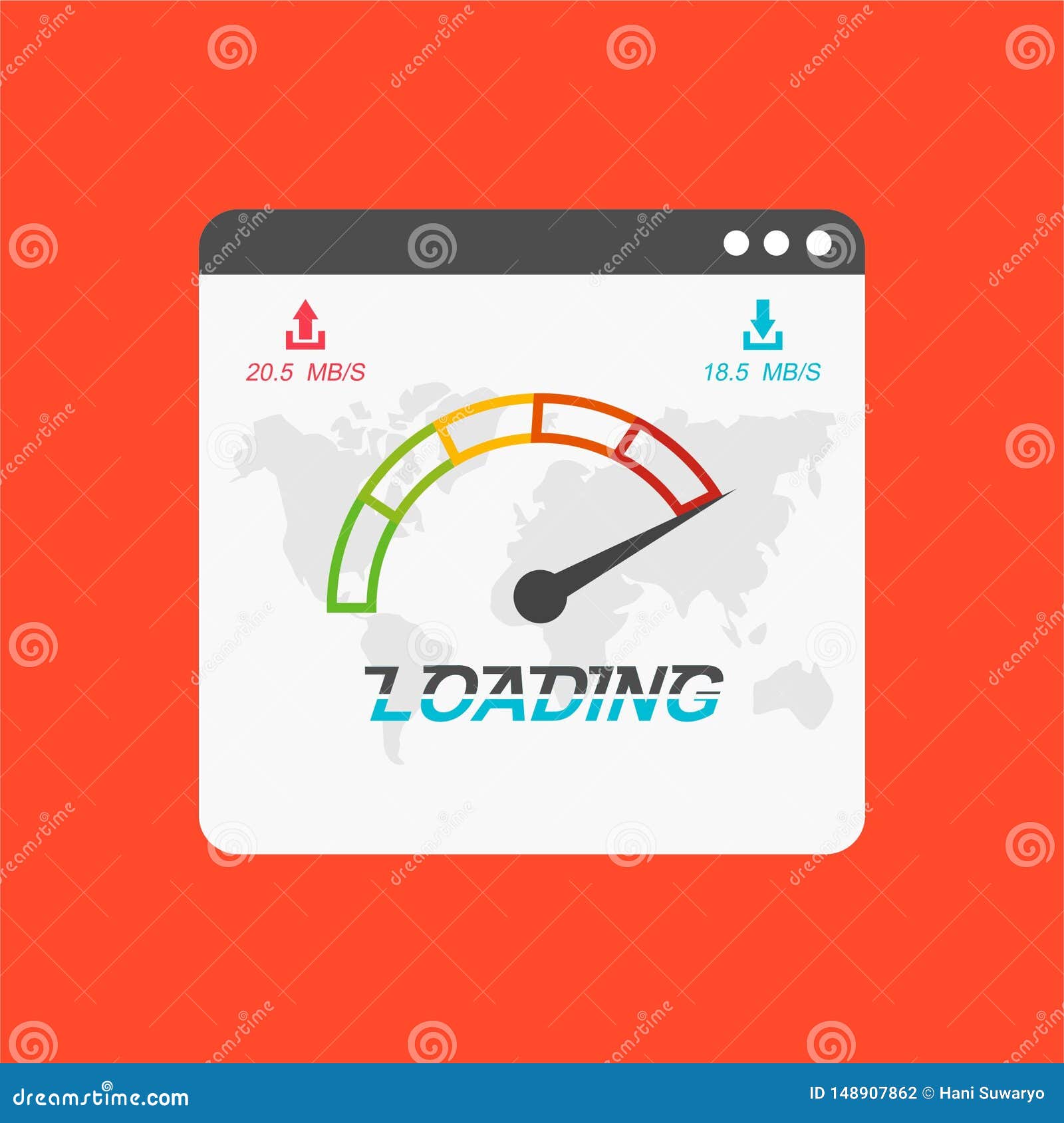 Website Speed Loading Time. Web Browser with Speedometer Test Showing ...