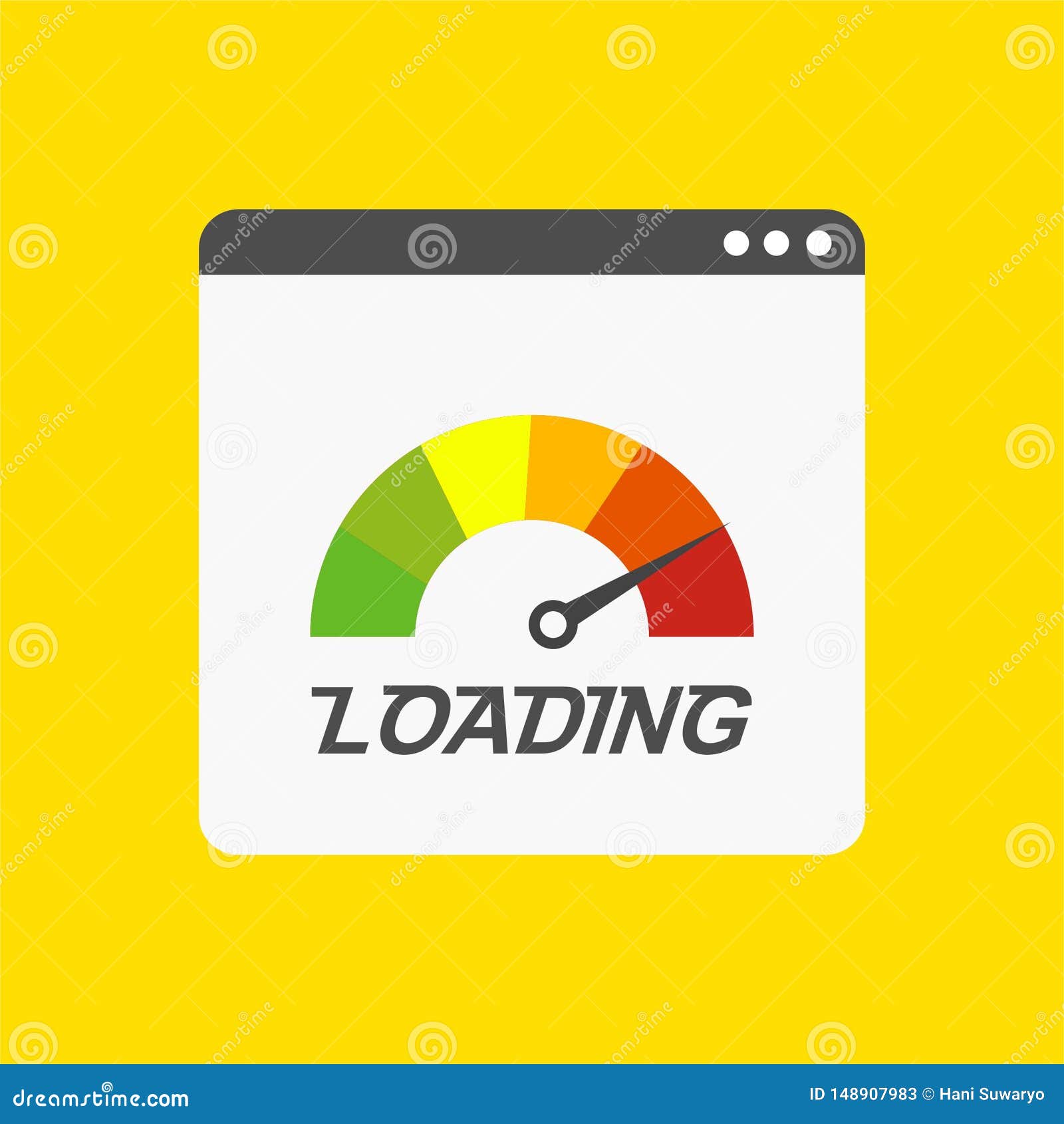Website Speed Loading Time. Web Browser with Speedometer Test Showing ...