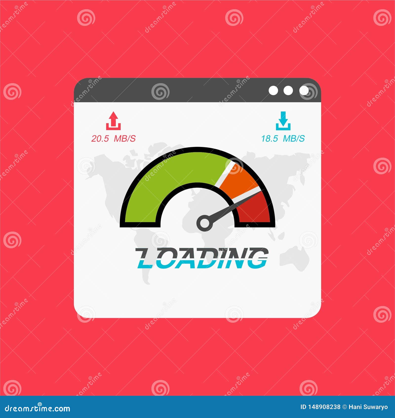 Website Speed Loading Time. Web Browser with Speedometer Test Showing ...