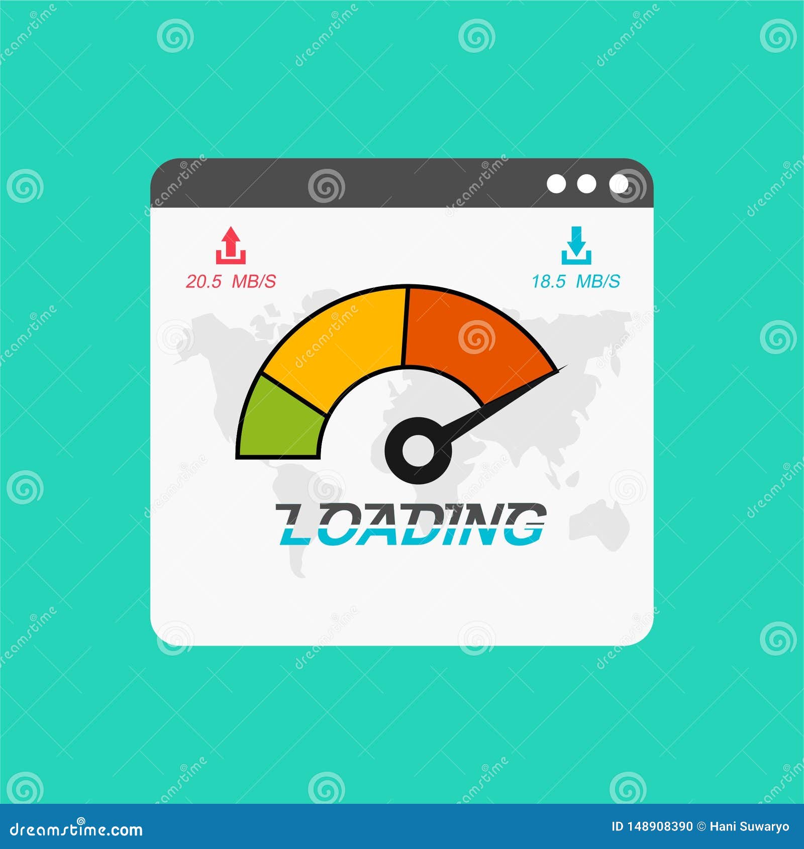 Website Speed Loading Time. Web Browser with Speedometer Test Showing ...