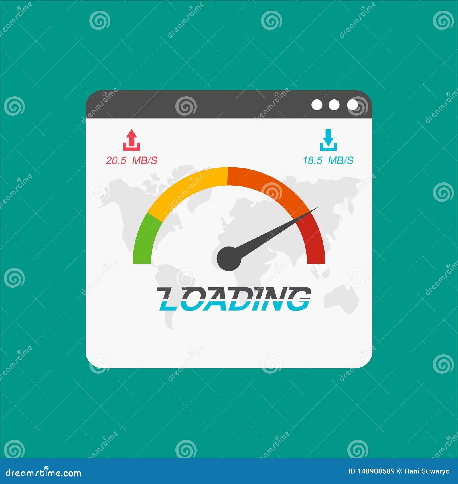 Website Speed Loading Time. Web Browser with Speedometer Test Showing ...