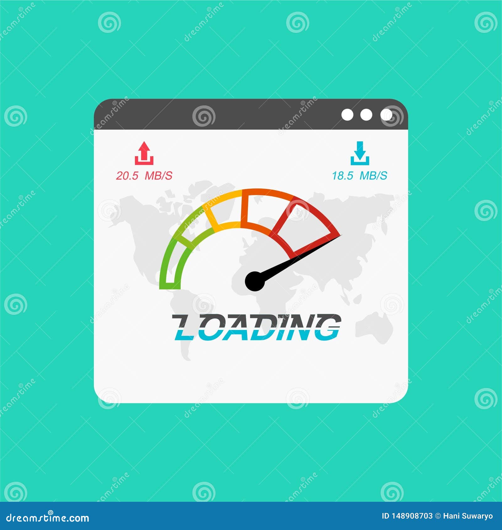 Website Speed Loading Time. Web Browser with Speedometer Test Showing ...