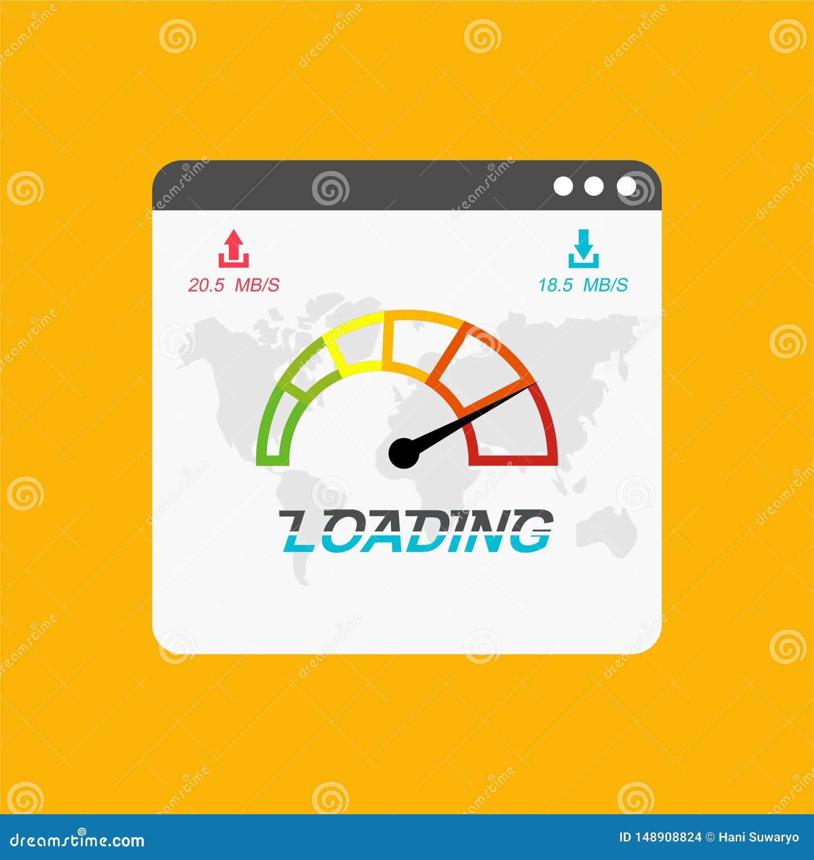 Website Speed Loading Time. Web Browser with Speedometer Test Showing ...