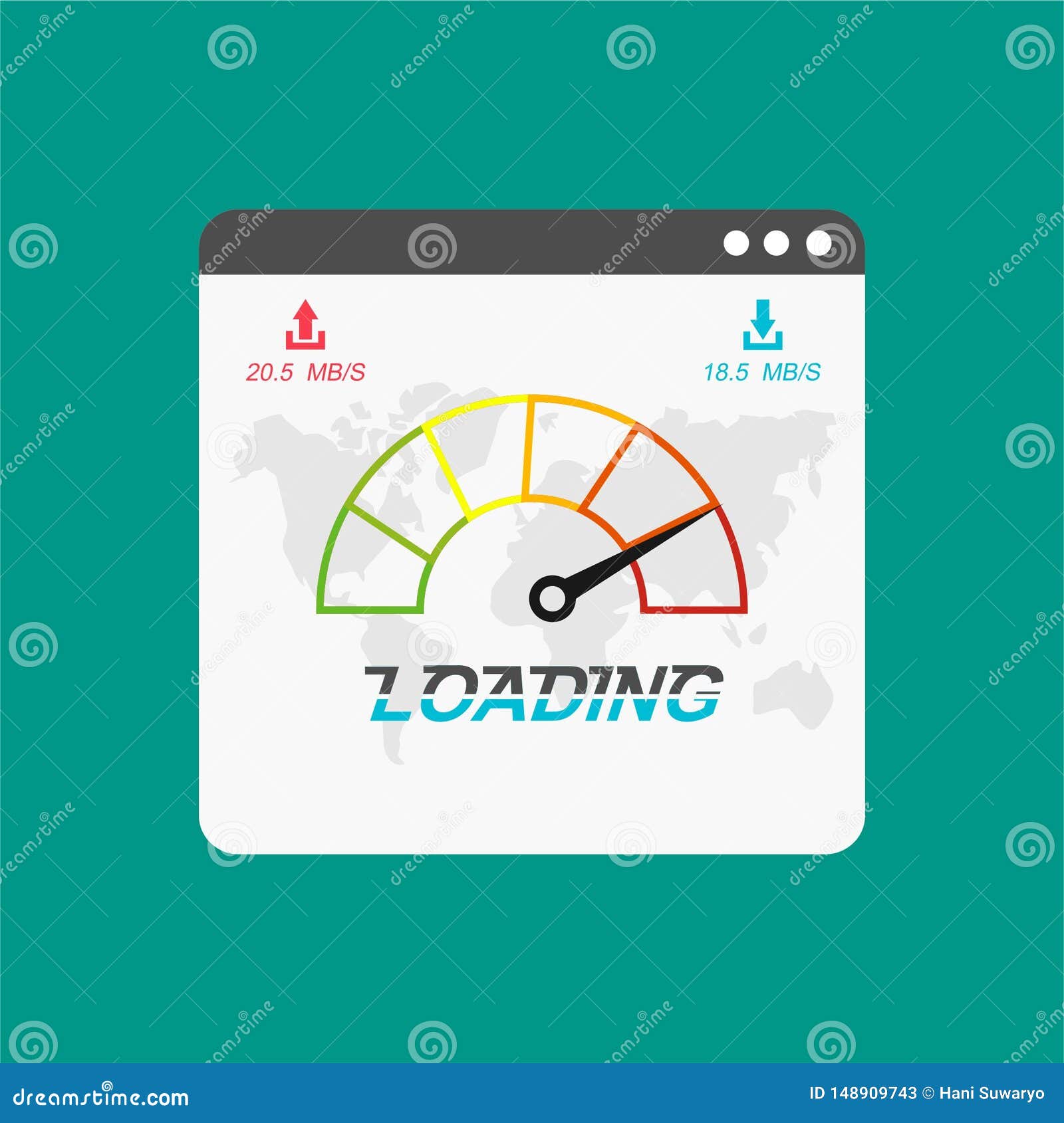 Website Speed Loading Time. Web Browser with Speedometer Test Showing ...