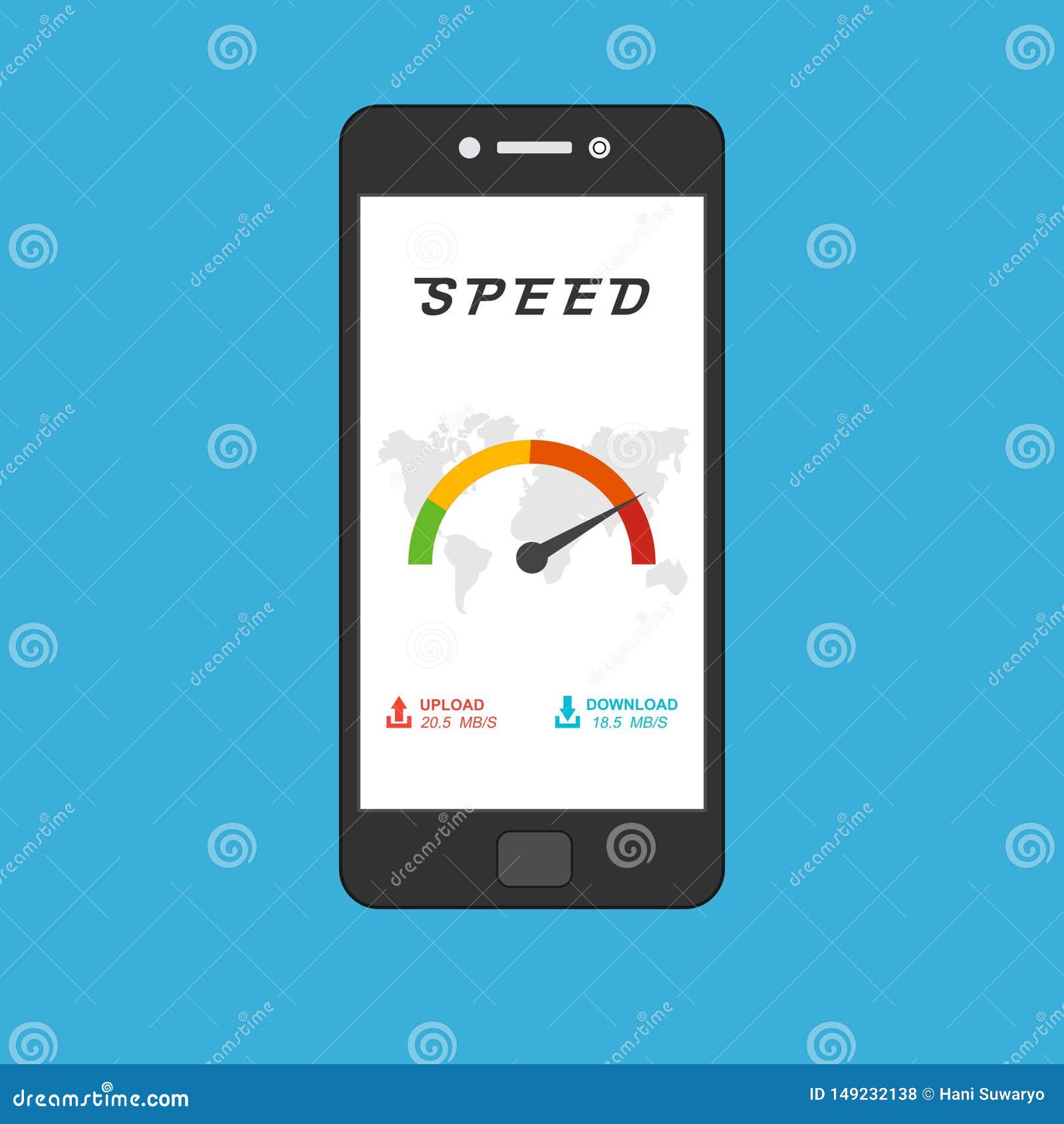 Website Speed Loading Time. Web Browser with Speedometer Test Showing ...