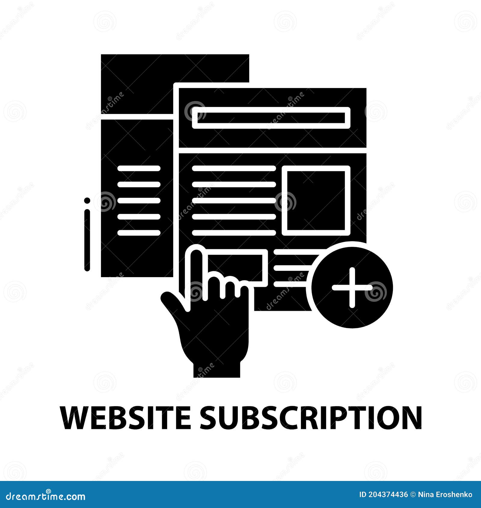Website Subscription Icon, Black Vector Sign with Editable Strokes ...