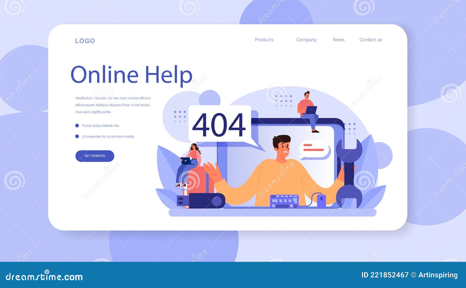 Website Technical Support Web Banner or Landing Page. Idea of Web Page ...