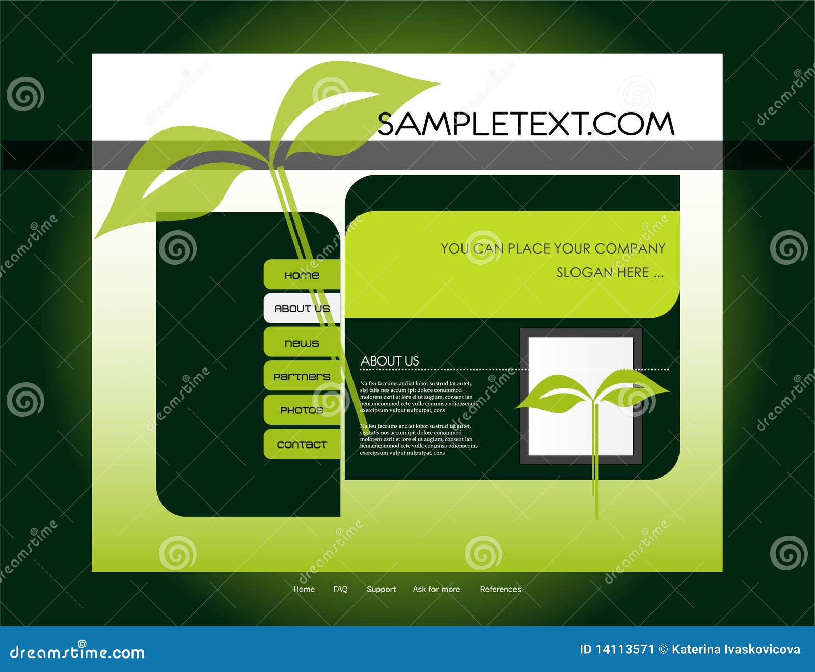 Website template stock vector. Illustration of leaf, icon - 14113571