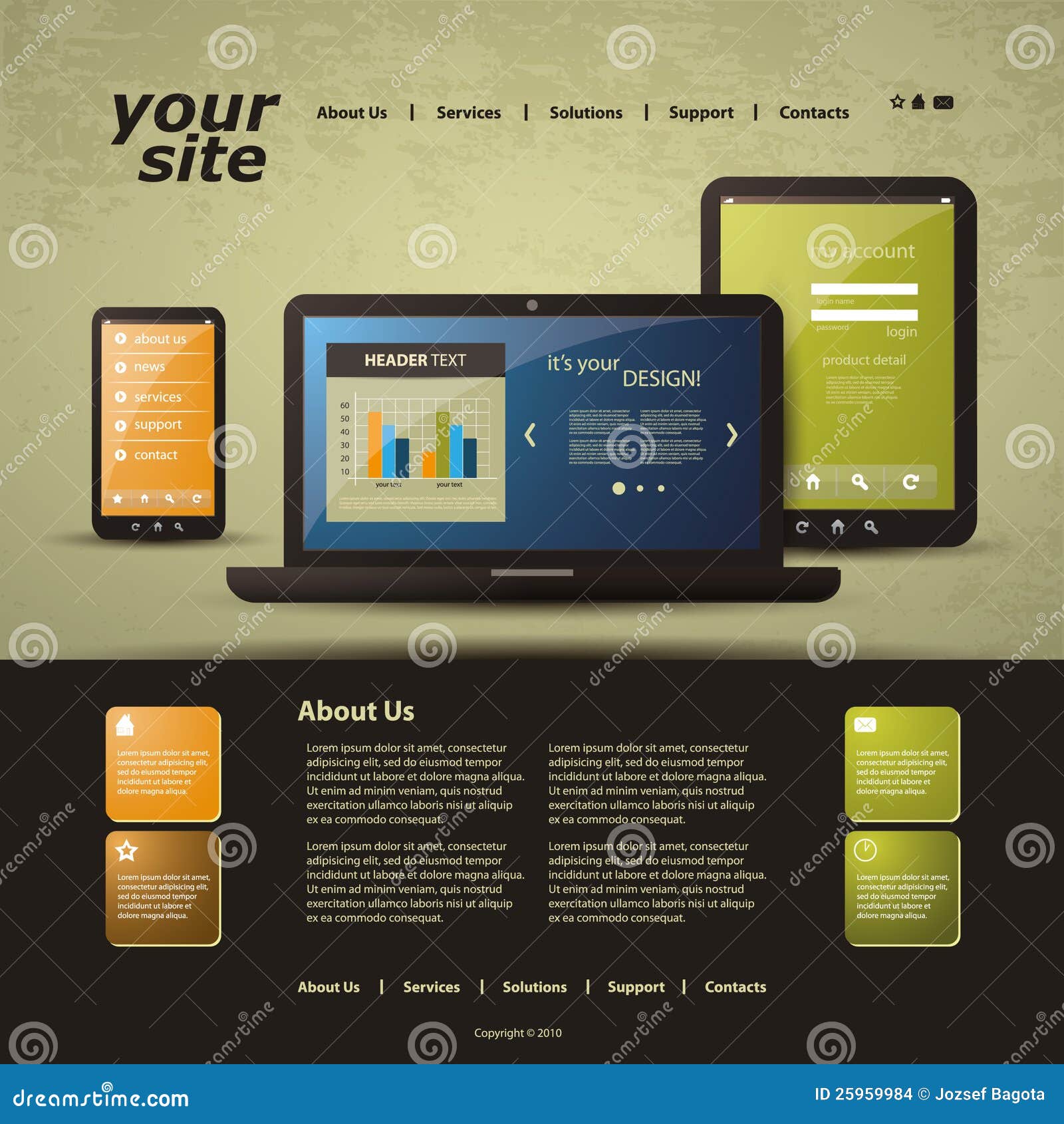 Website Template stock vector. Illustration of computer - 25959984