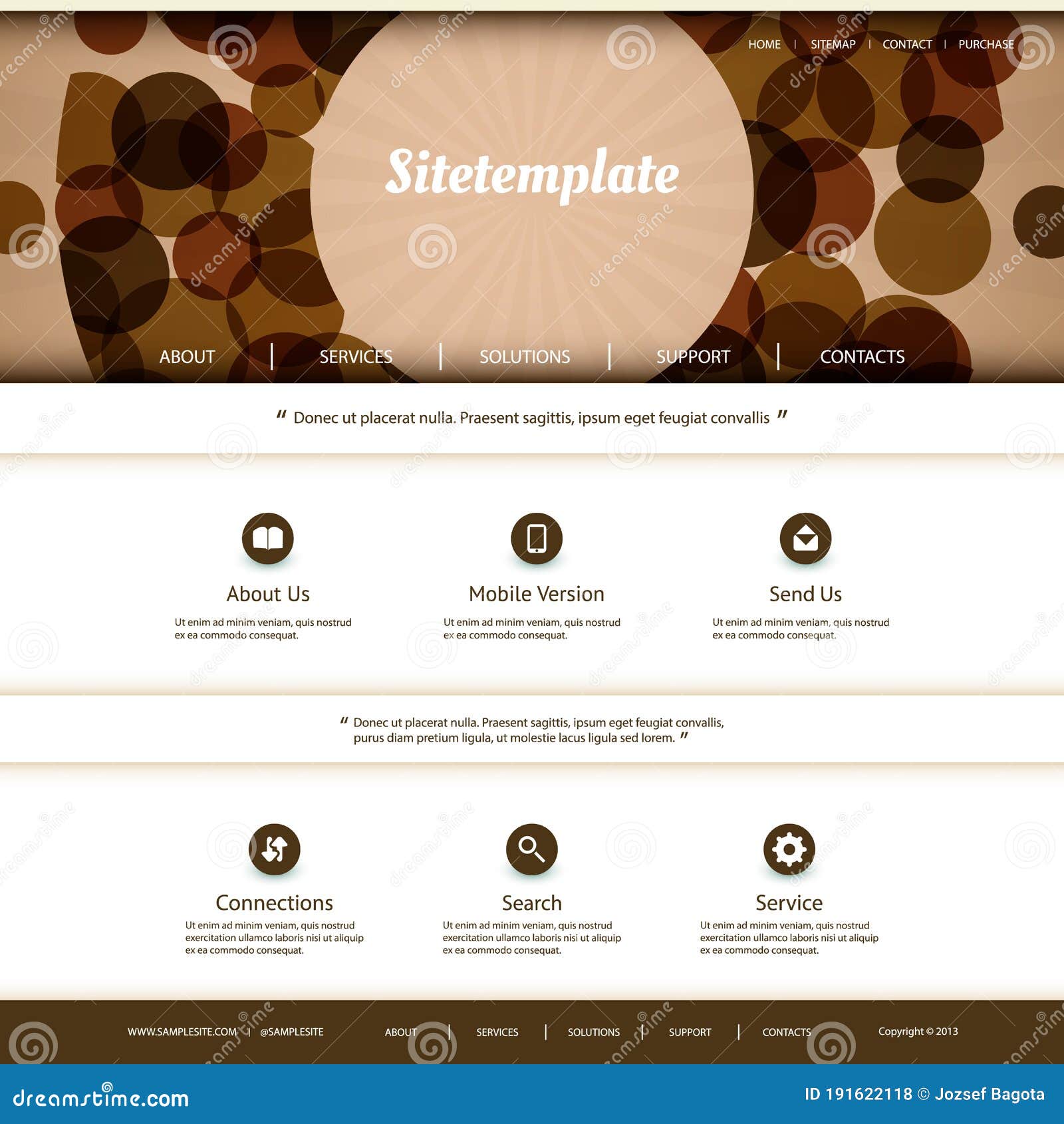 Website Template with Abstract Header Design - Circles Stock Vector ...