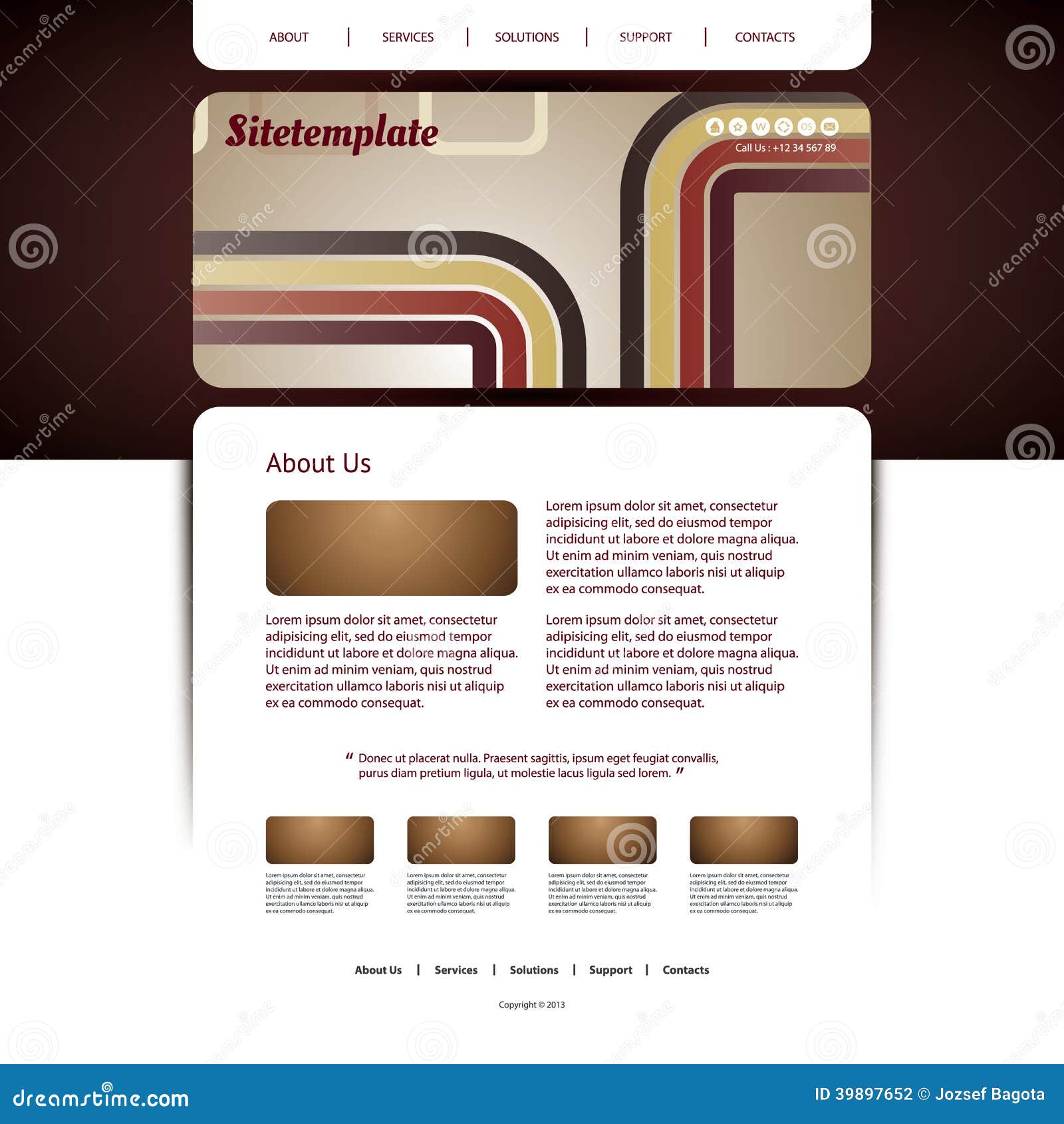Website Template with Abstract Header Design - Colorful Retro Styled ...