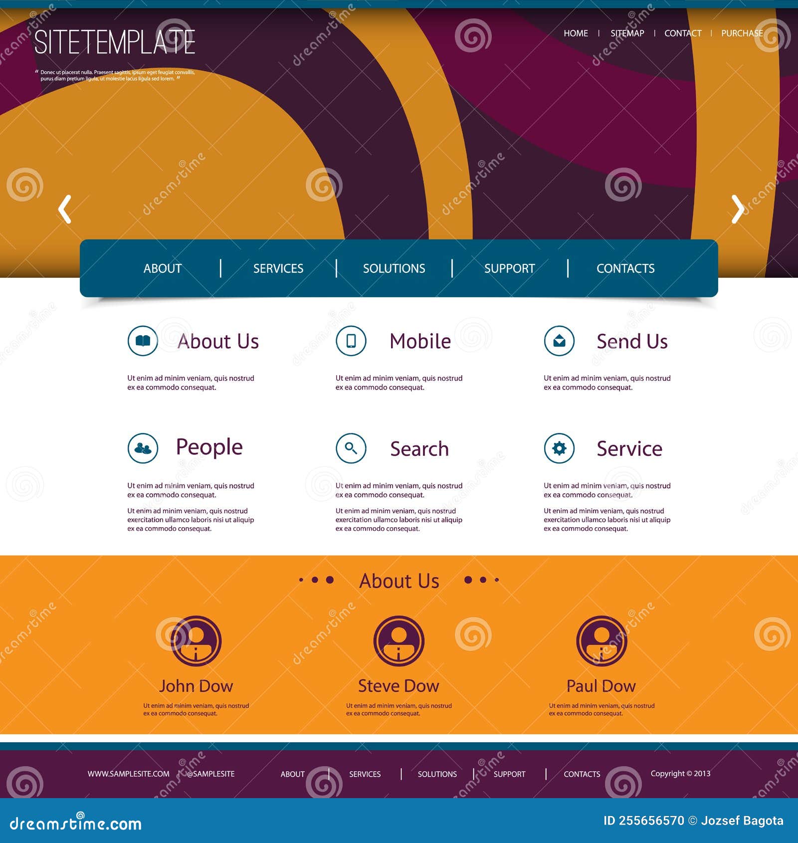 Website Template with Abstract Header Design - Curves Pattern Stock ...