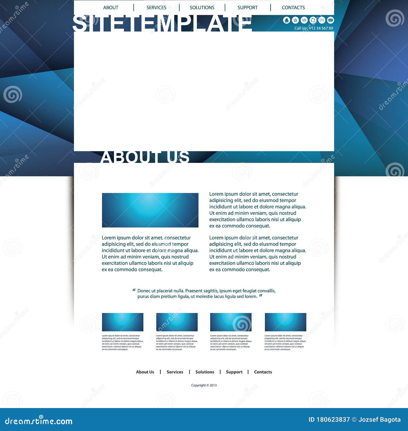 Website Template with Abstract Header Design Stock Vector ...