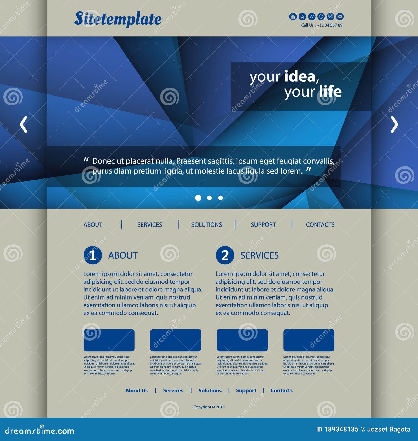 Website Template with Abstract Header Design Stock Vector ...