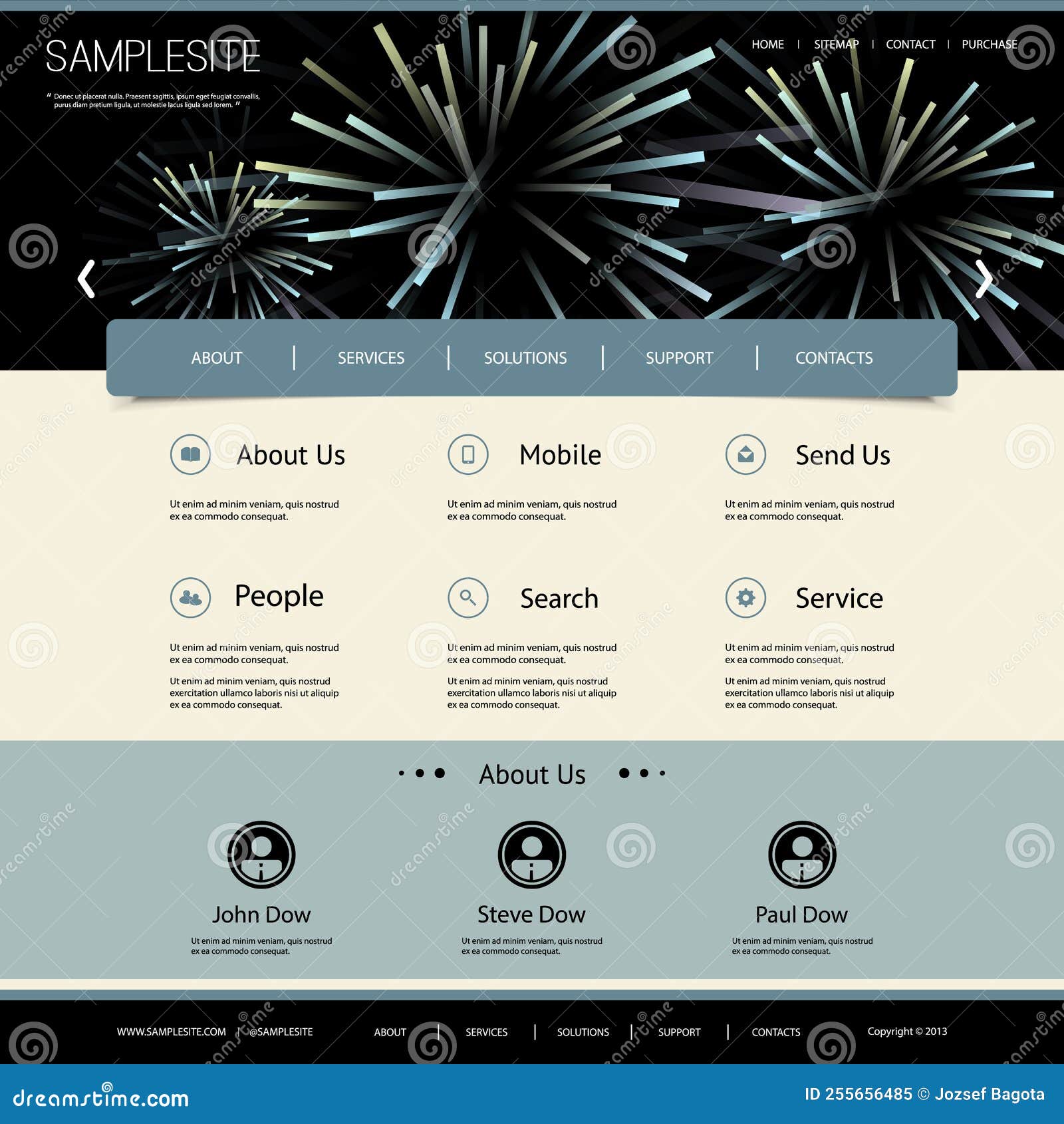 Website Template with Abstract Header Design Stock Vector ...