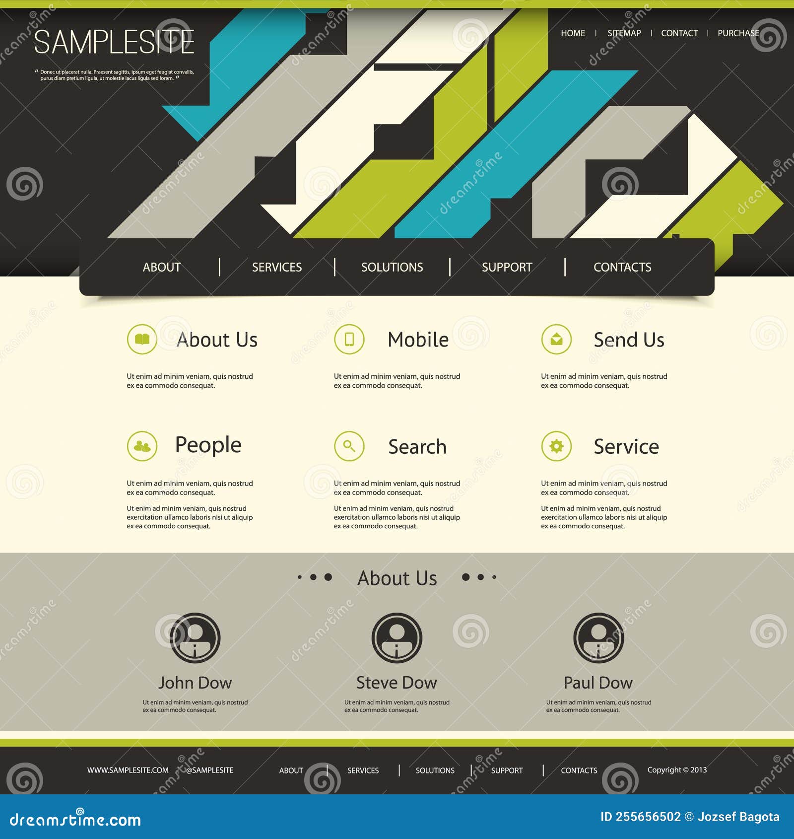 Website Template with Abstract Header Design Stock Vector ...