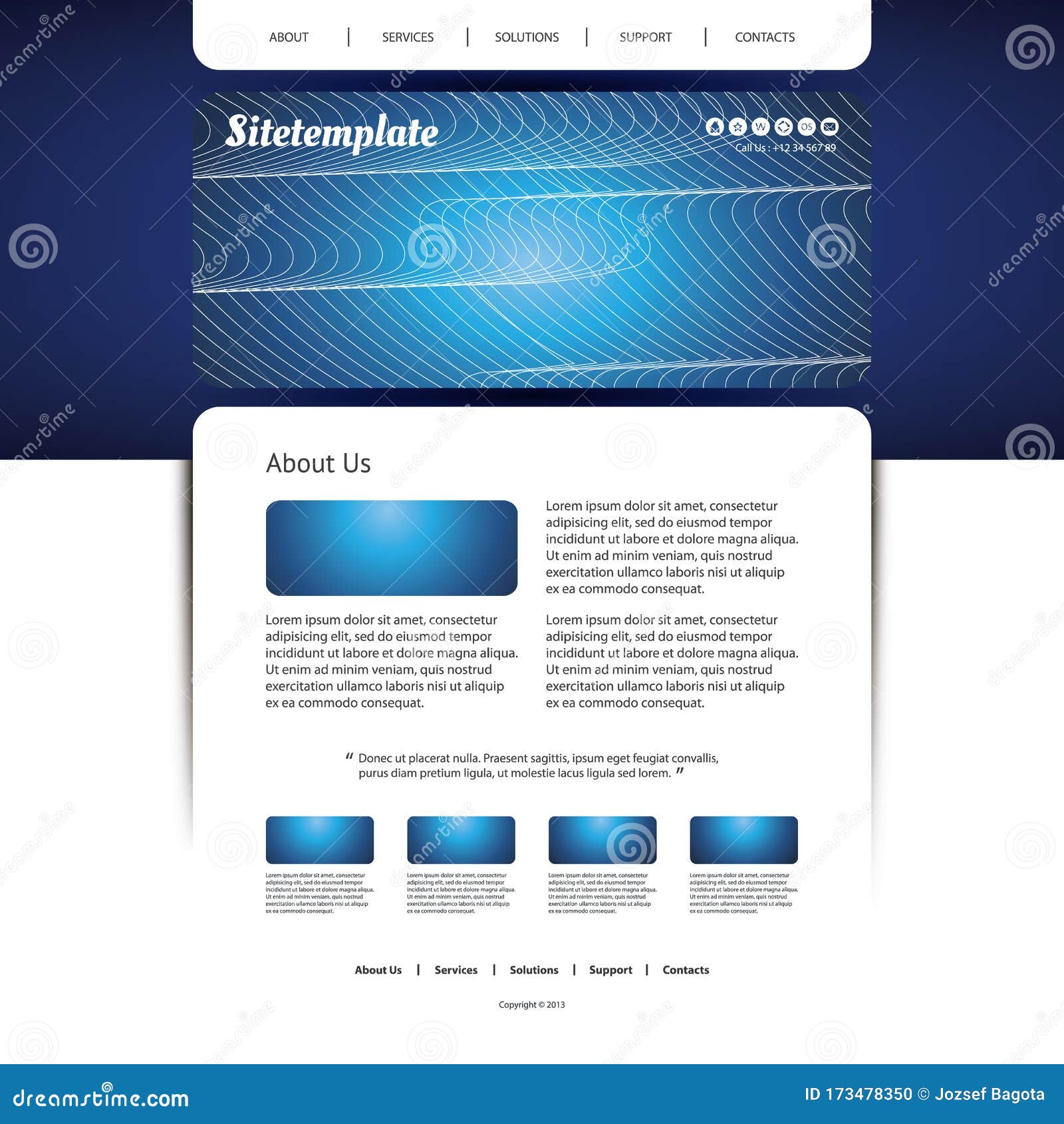 Website Template with Abstract Header Design - Waves and Lines Stock ...