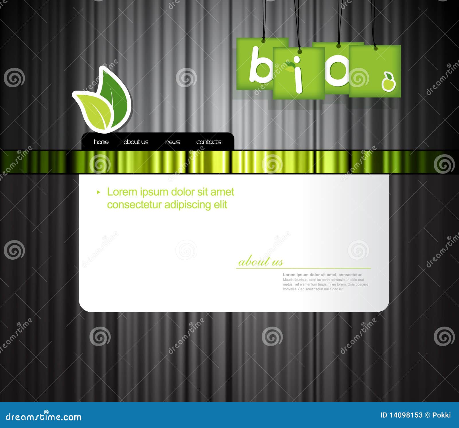 Website Template with Bio Sign. Stock Vector - Illustration of global ...